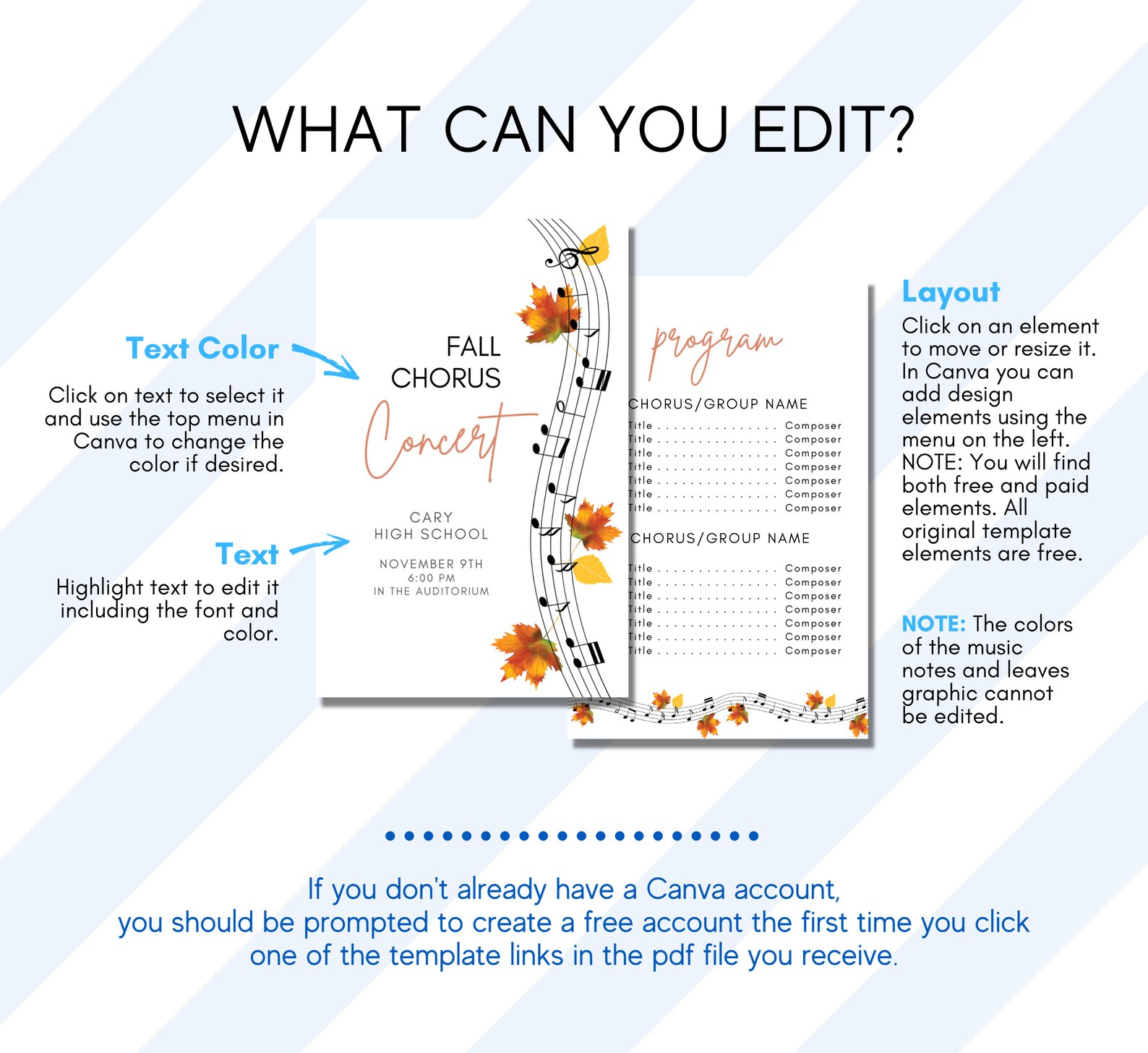 Fall Concert Program Template for Chorus, Orchestra, Band or Piano ...
