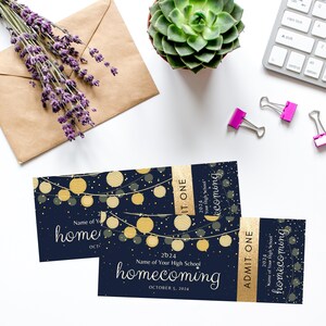 Starry Night Invitation and Ticket Templates for Prom, Party or School ...