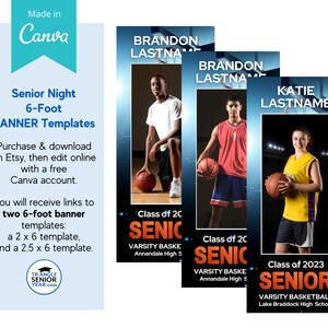 Senior Night Banner Template for Basketball, 6-foot Banner Template ...