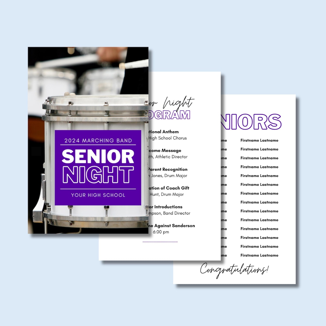 Program Template for Senior Night, Marching Band Senior Night Program ...