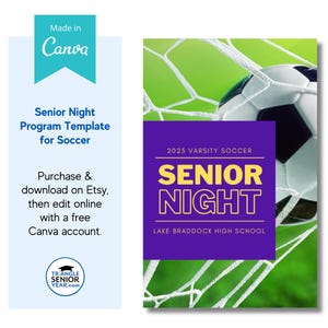 Program Template for Senior Night, Soccer Senior Night Program, Digital ...
