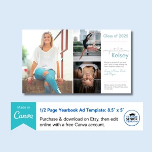 Yearbook Ad Templates, Senior Year Tribute Ad, Editable 1/8, 1/4, 1/2 ...