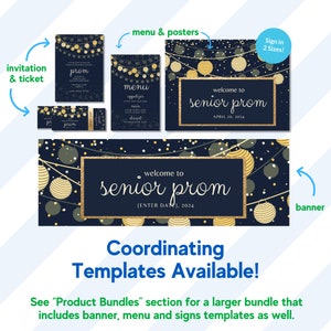 Starry Night Invitation and Ticket Templates for Prom, Party or School ...