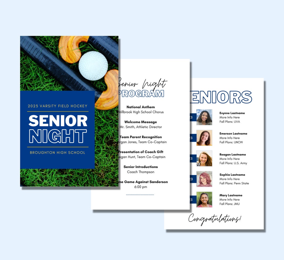 Field Hockey Senior Night Program Template (digital Download) - Etsy