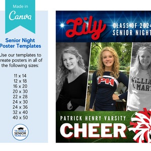 Senior Night Cheer Poster Template, Cheerleading Senior Night, High ...