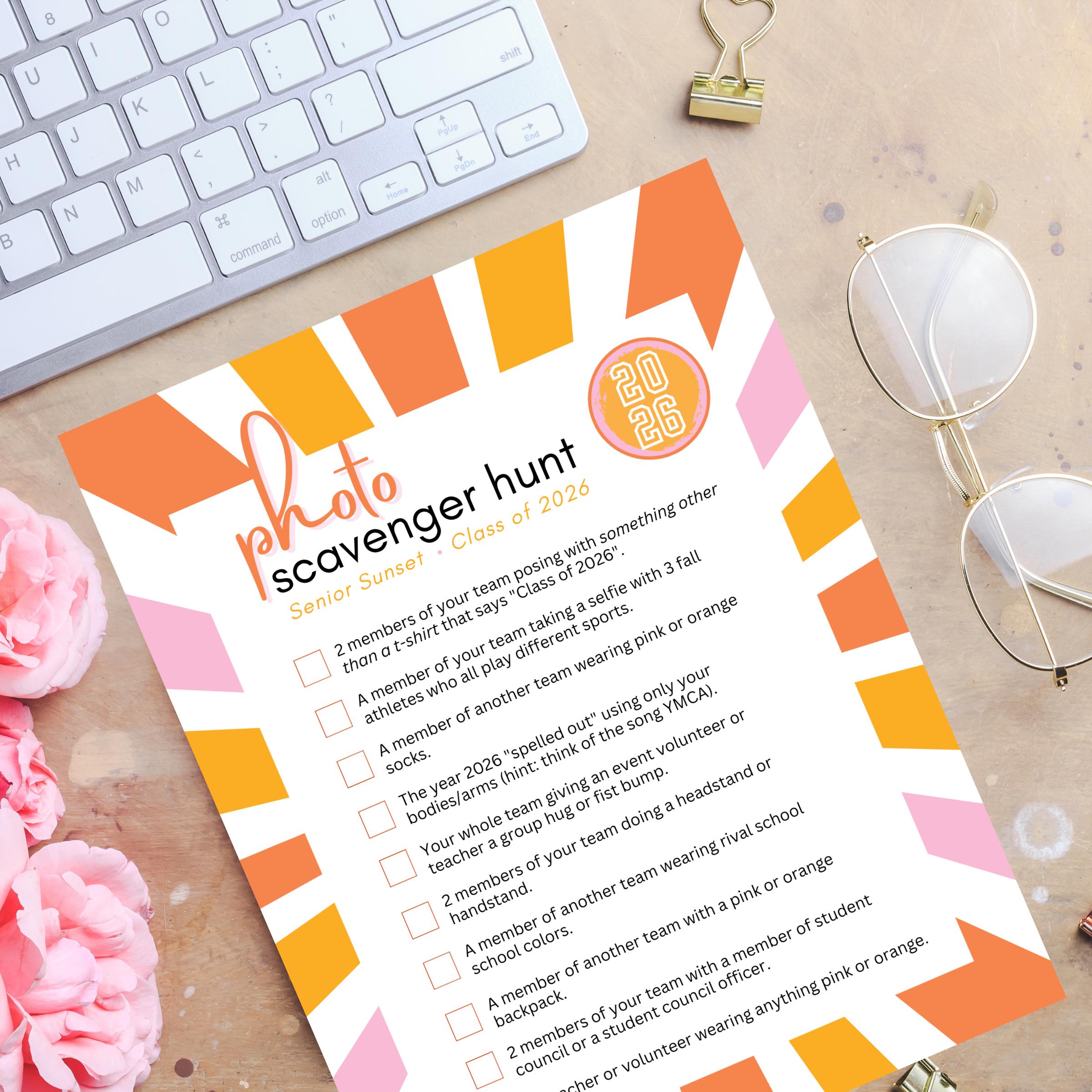 Senior Sunrise/sunset Photo Scavenger Hunt Template: Class of 2026 ...