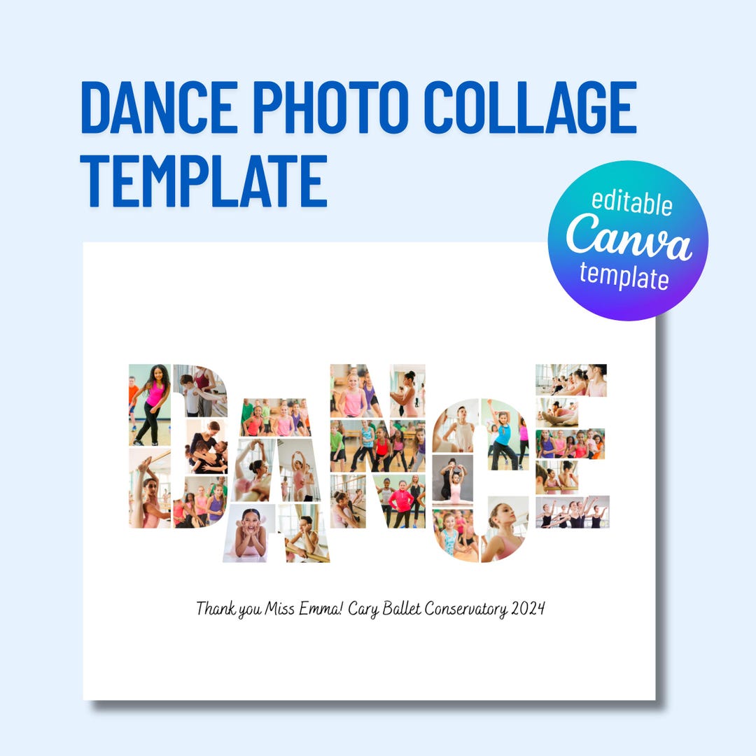 Dance Photo Collage Template, Dance Teacher Custom Gift, DIY Gift for ...