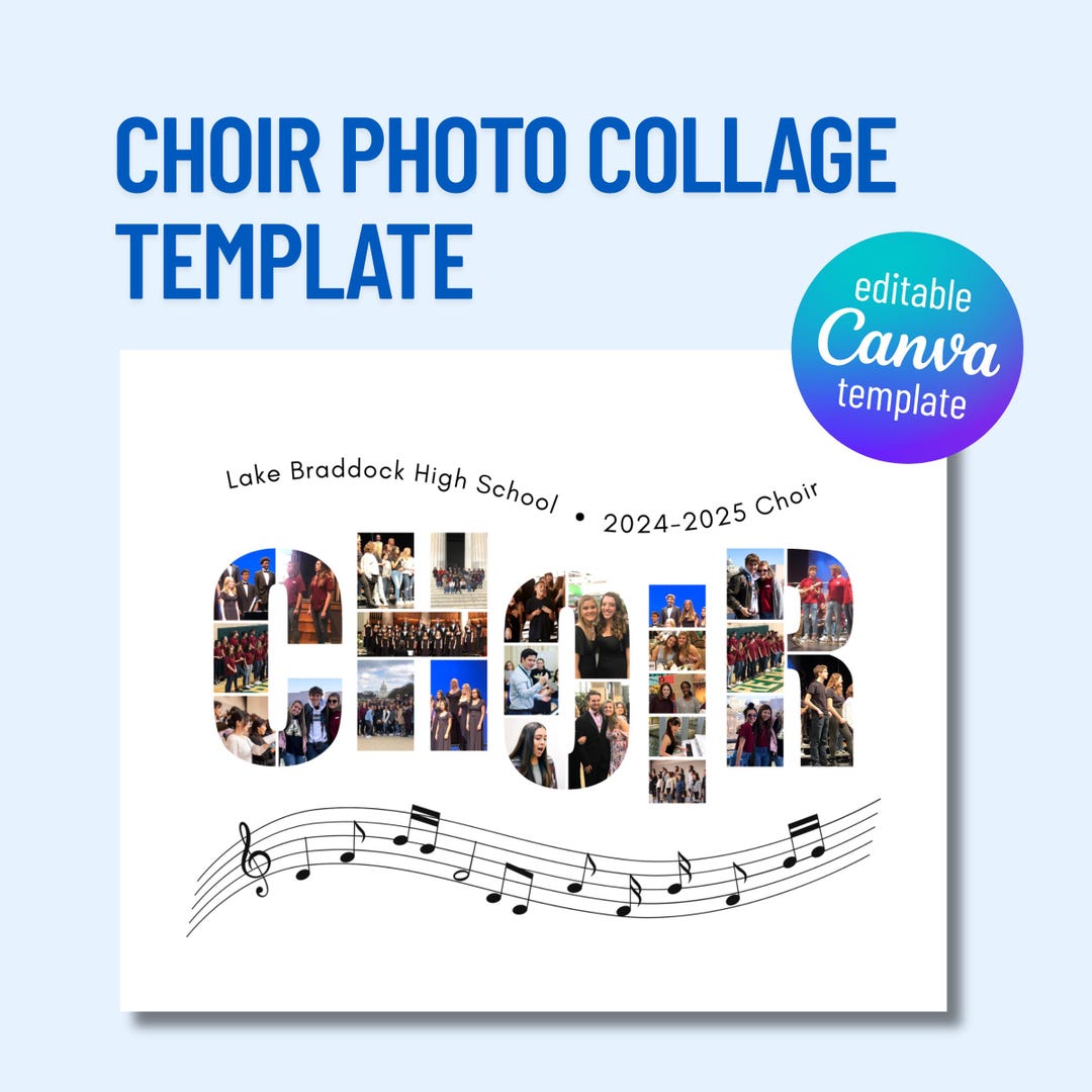 Choir Photo Collage Template, Choir Teacher Thank You Gift, Choir Trip ...