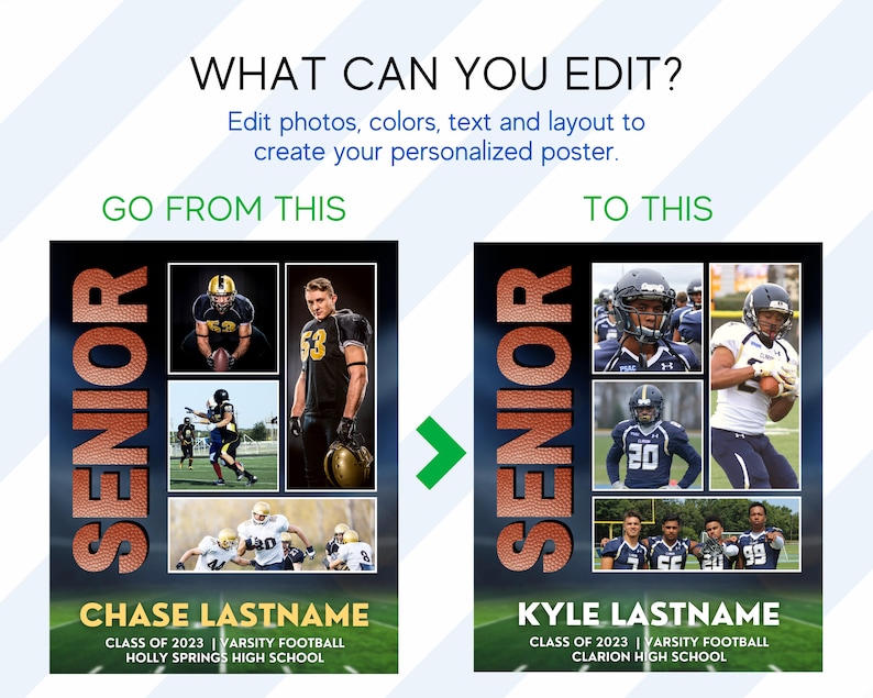 Senior Night Poster Template for Football High School Poster - Etsy