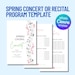 Spring Concert Program Template for Chorus, Orchestra, Band or Piano ...