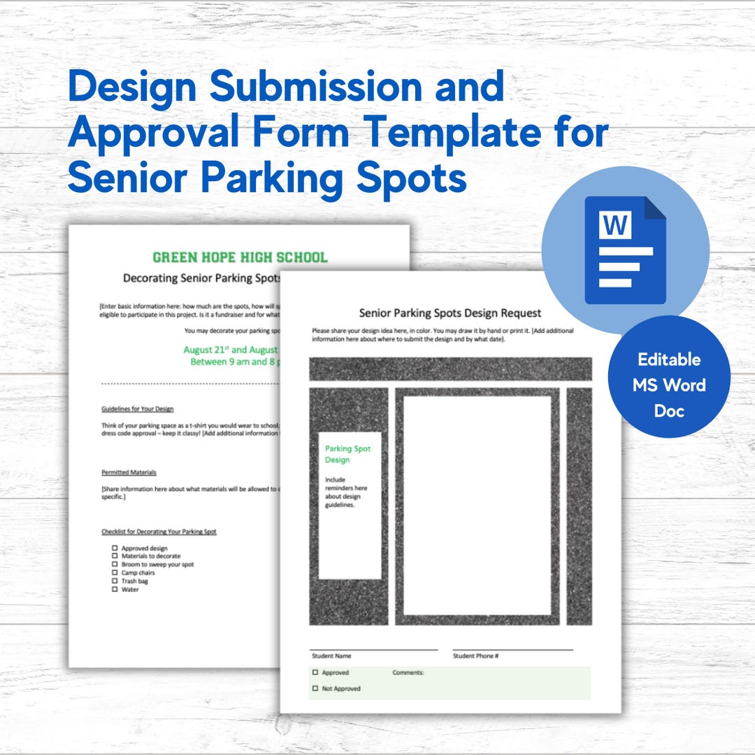Senior Parking Spot Info Packet and Design Form Template | MS WORD ...