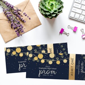 Starry Night Invitation and Ticket Templates for Prom Hoco or - Etsy