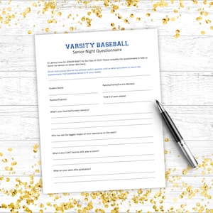 Senior Night Questionnaire | Senior Sports Night Bio Form | Canva ...