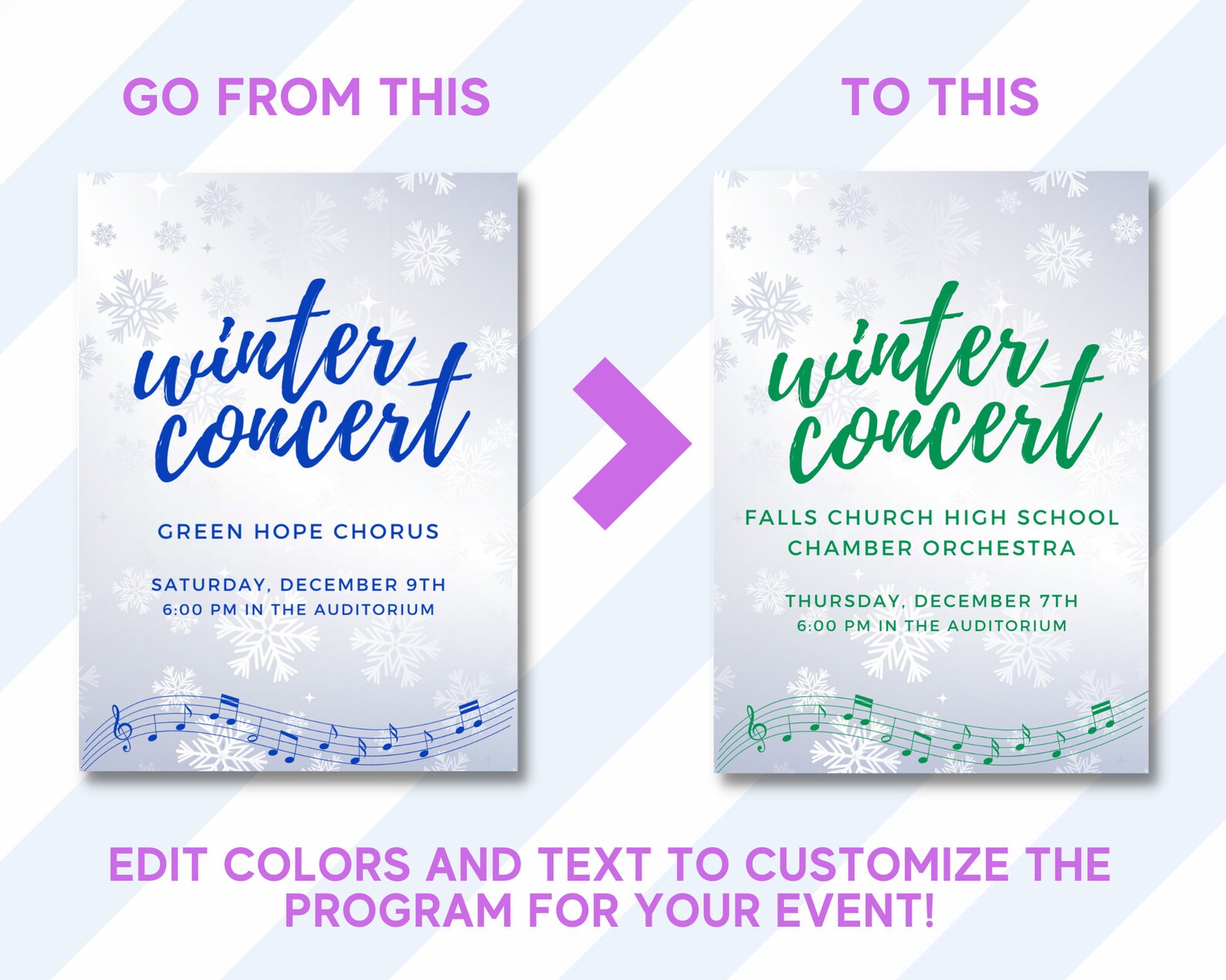 Winter Concert Program Template, Winter Recital Program, Program ...