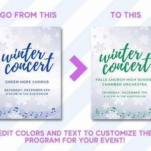 Winter Concert Program Template, Winter Recital Program, Program ...