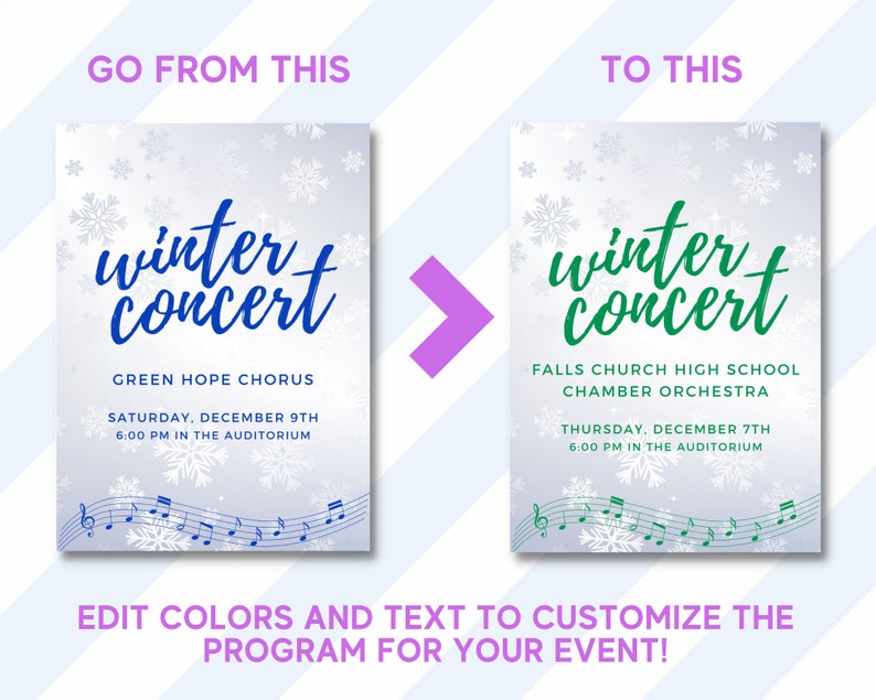 Winter Concert Program Template, Winter Recital Program, Program ...