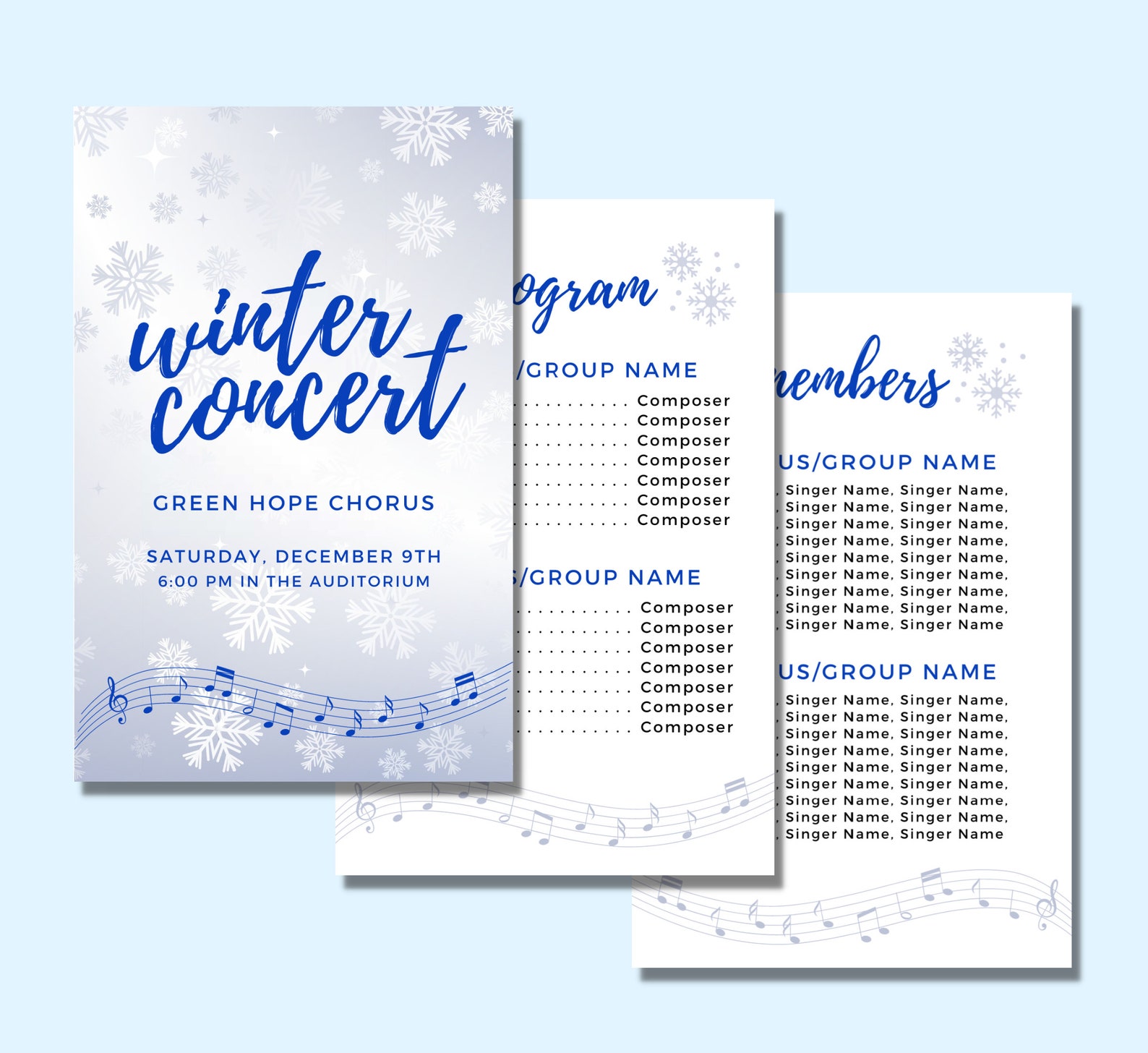 Winter Concert Program Template, Winter Recital Program, Program ...