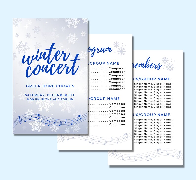 Winter Concert Program Template, Winter Recital Program, Program ...