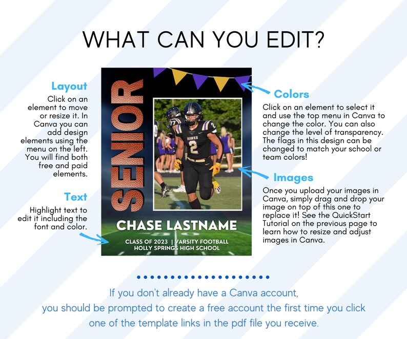 Senior Night Poster Template for Football High School Poster - Etsy