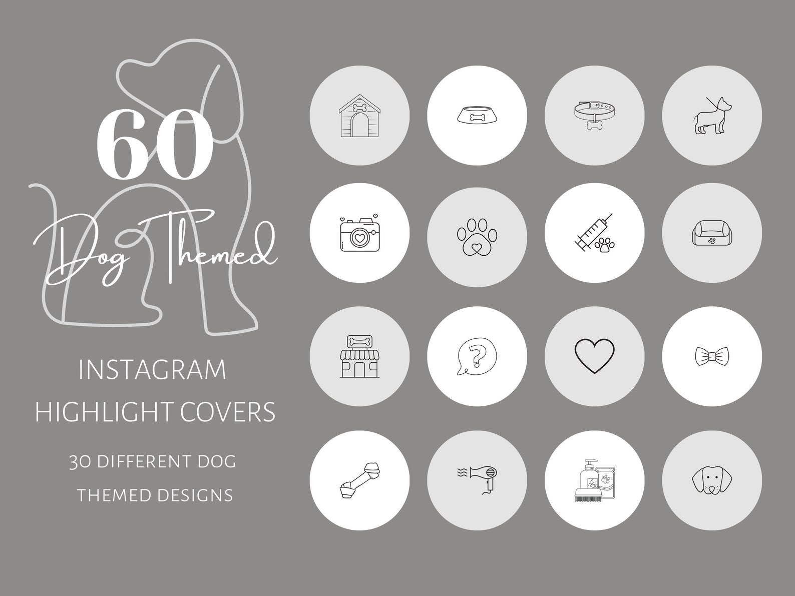 Dog Instagram Highlight Covers Pet Highlight Covers Grey and White Dog ...