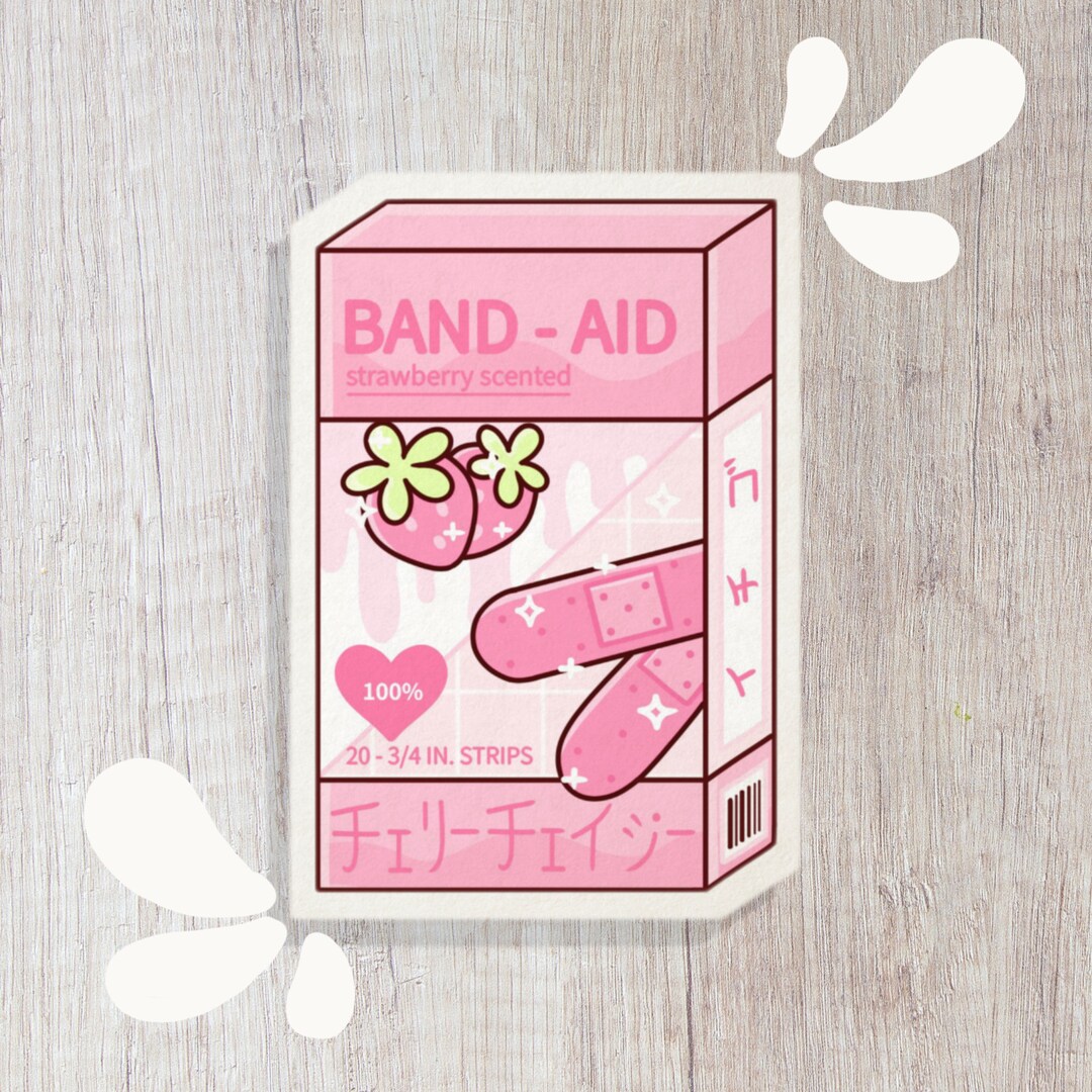 Strawberry Band-aid Vinyl Sticker | Waterproof, Weatherproof, UV ...