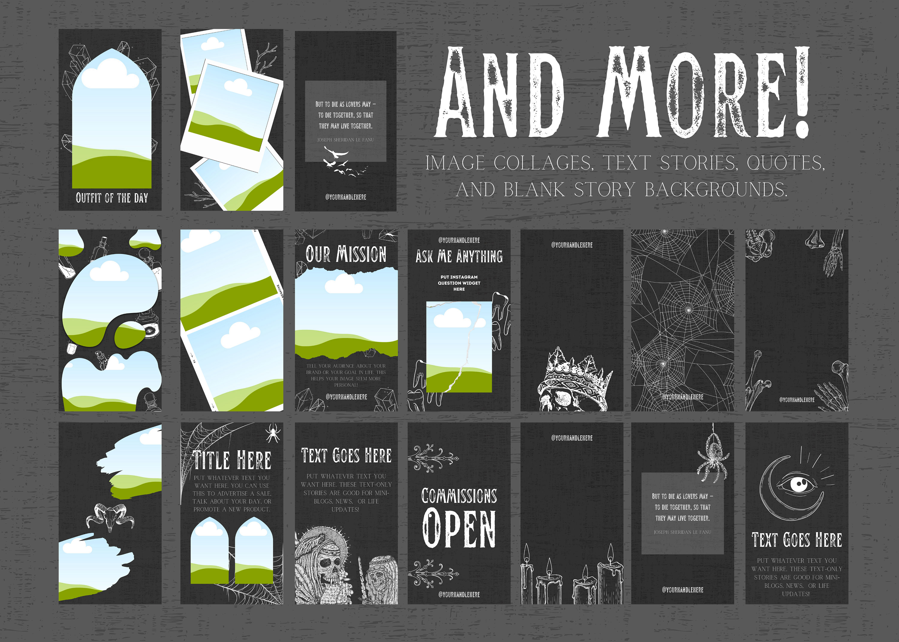 Editable CANVA Gothic Grunge Instagram Story Templates | Spooky Video ...