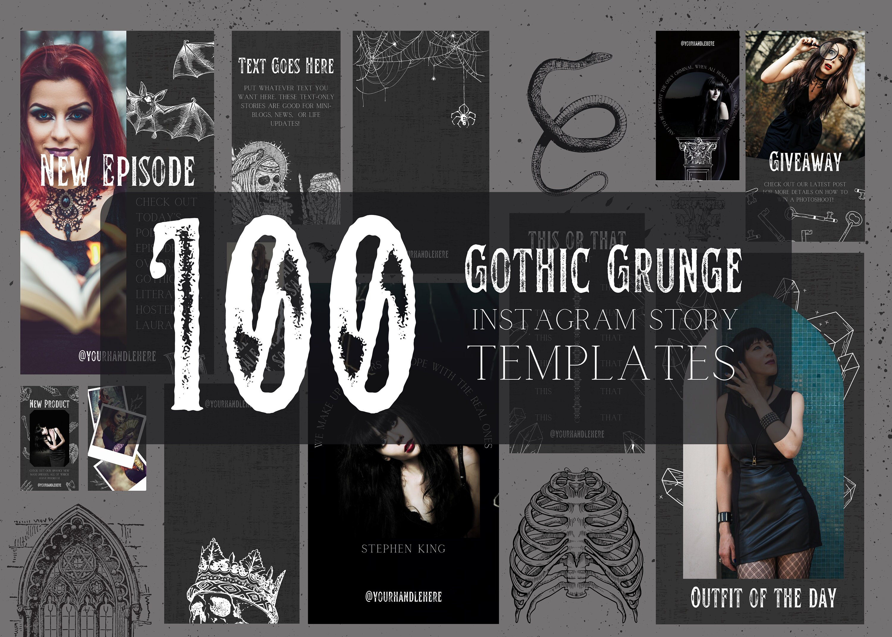 Editable CANVA Gothic Grunge Instagram Story Templates | Spooky Video ...