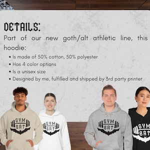 Gym Bat Goth Hoodie | Gothic Hoodie for Gym, Work Out, Yoga | Alt ...
