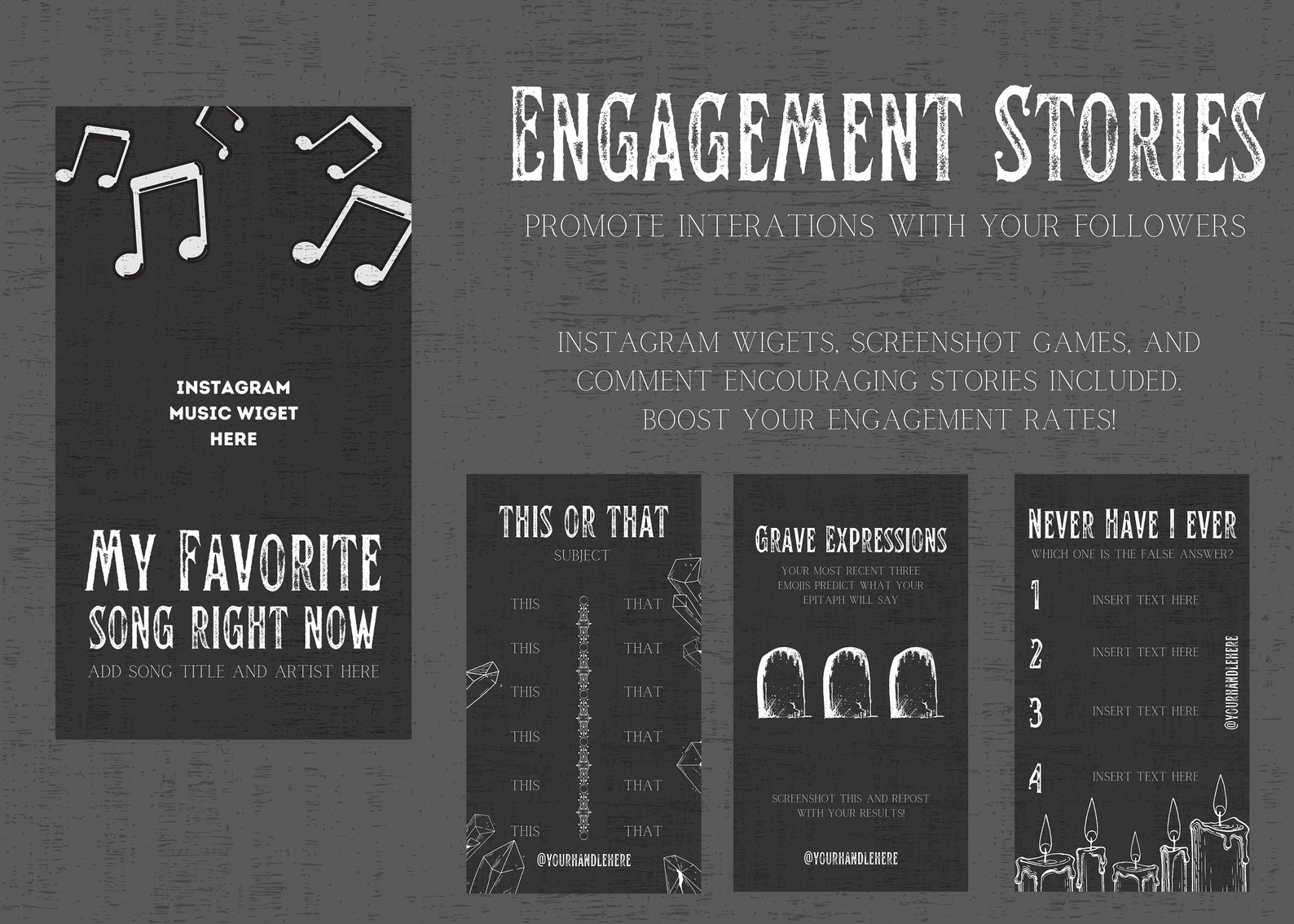 Editable CANVA Gothic Grunge Instagram Story Templates | Spooky Video ...