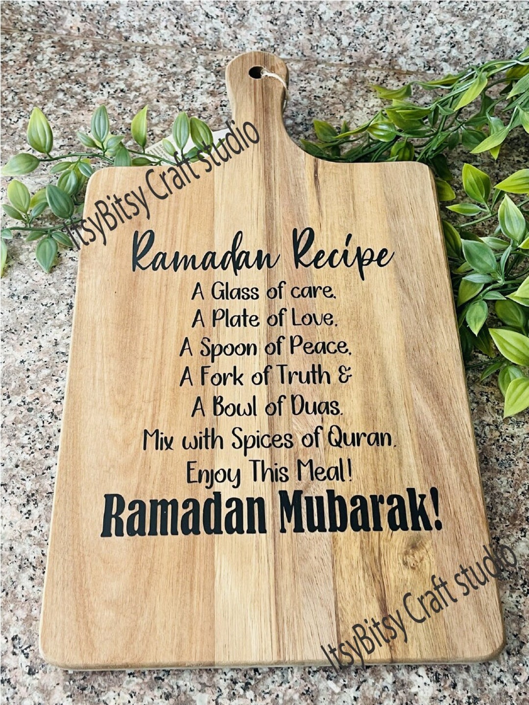 Ramadan Recipe Acacia Wood Cutting Board, Islamic Decor Gift, Ramadan ...