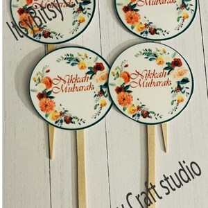 Personalized Mithai Toppers- Sweet Toppers- Cupcake Toppers- Nikkah ...