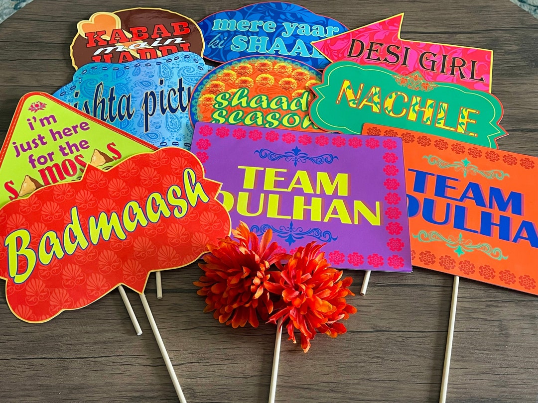 Desi Wedding Photo Booth Props: Indian Mehndi Sangeet Dholki - Etsy