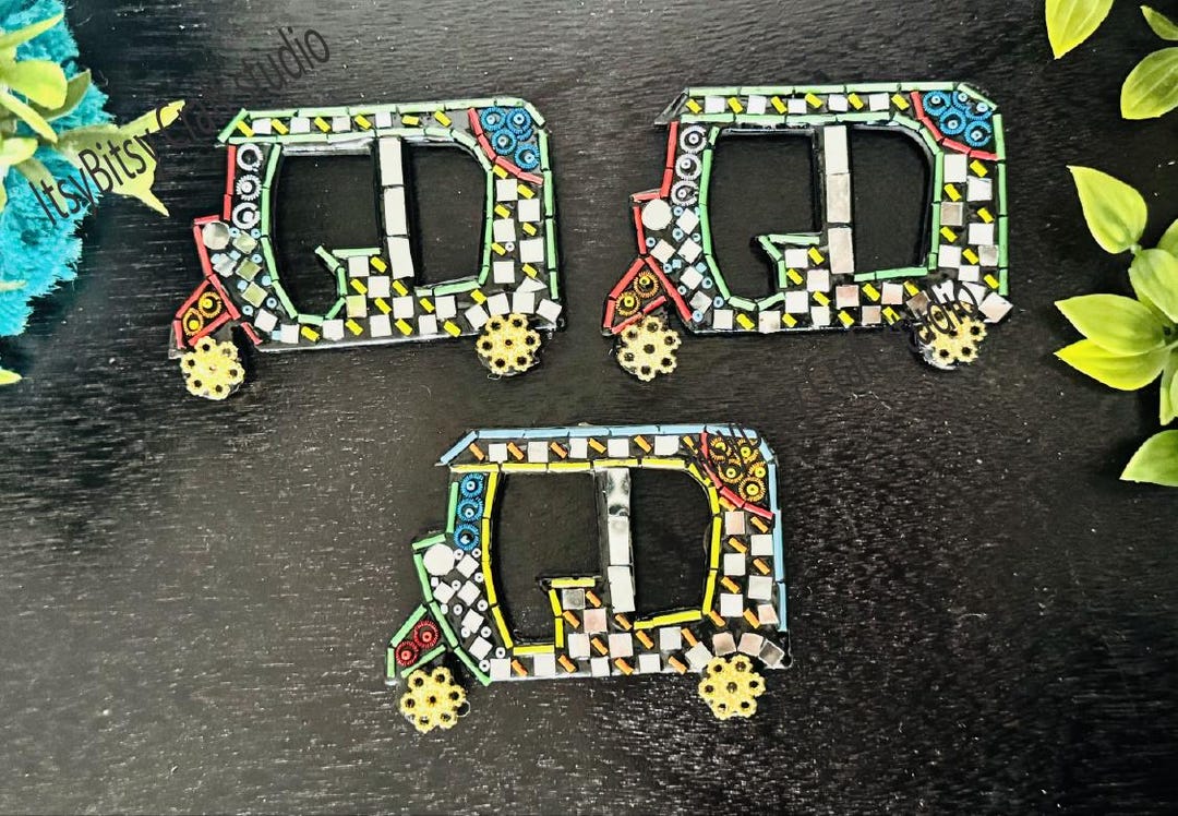 Mirrorwork Rickshaw Magnet, Handmade Pakistani Art, Rickshaw Magnet ...