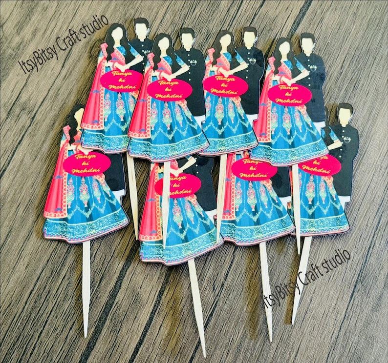 Personalized Mithai Toppers: Desi Wedding Cupcake Decorations (set of ...