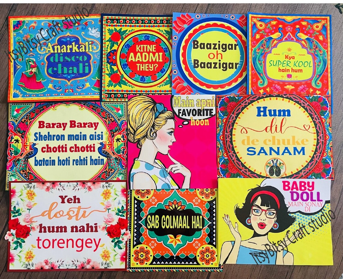Bollywood Party Photo Booth Props, Desi Wedding Decor, Bollywood Party ...