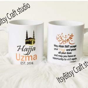 Personalized Hajj Mubarak Mug, Islamic Gift for Hajji/hajja, Kaaba ...