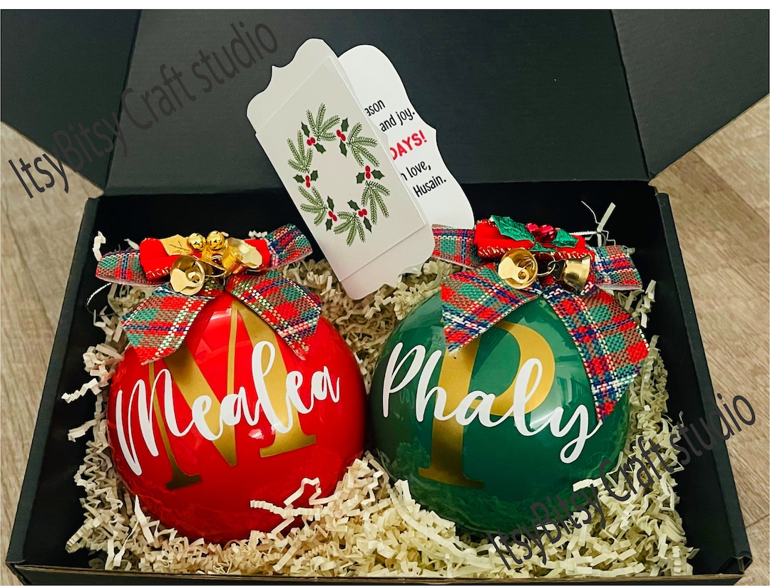 Personalized Christmas Ornament Gift Box: Custom Plastic Ornaments - Etsy