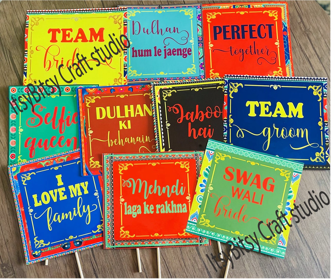 Desi Wedding Photo Booth Props: Indian Mehndi Sangeet Signs - Etsy