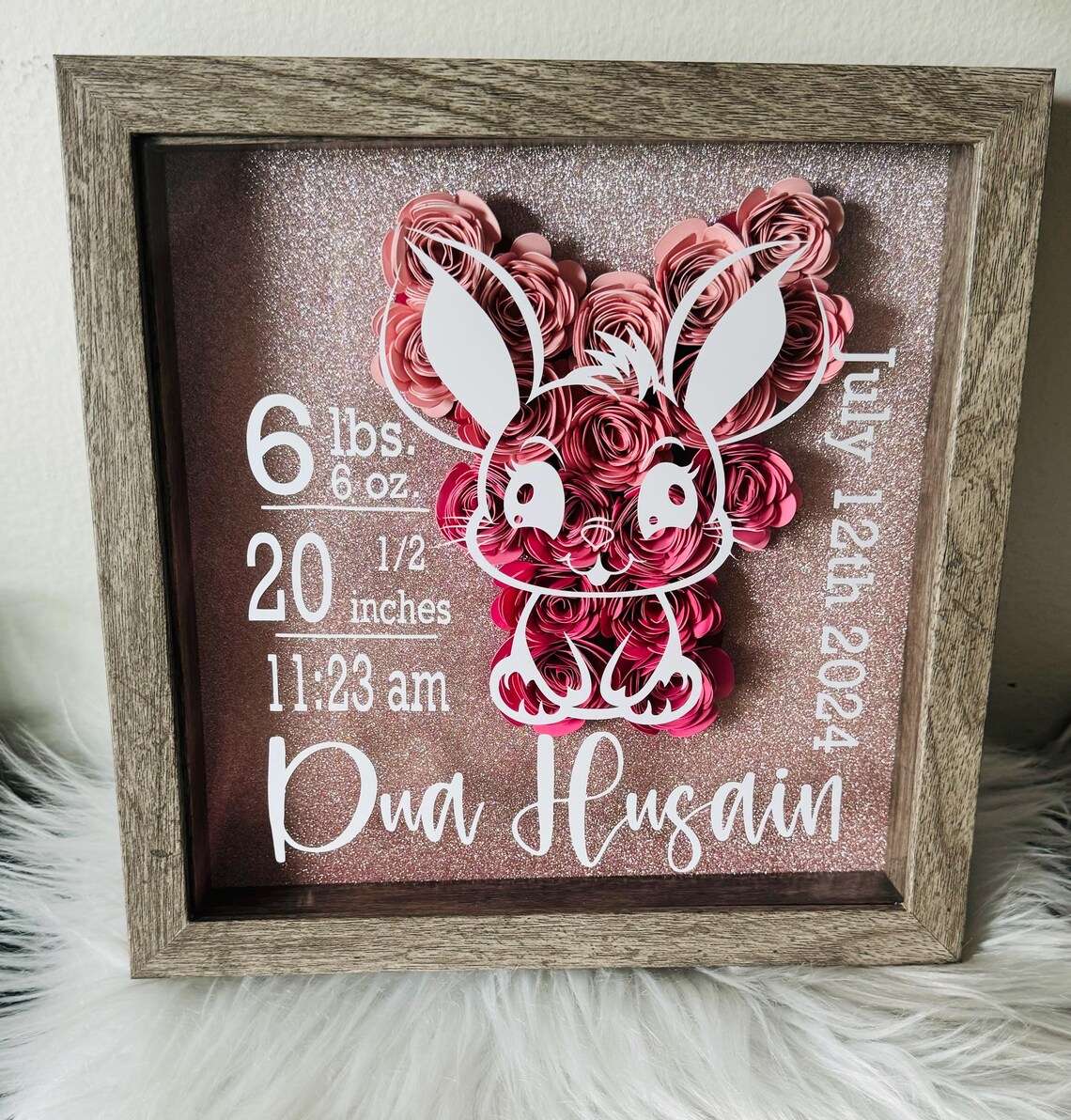 Personalized Baby Rabbit Stat Shadow Box: Nursery Decor, Baby Keepsake ...