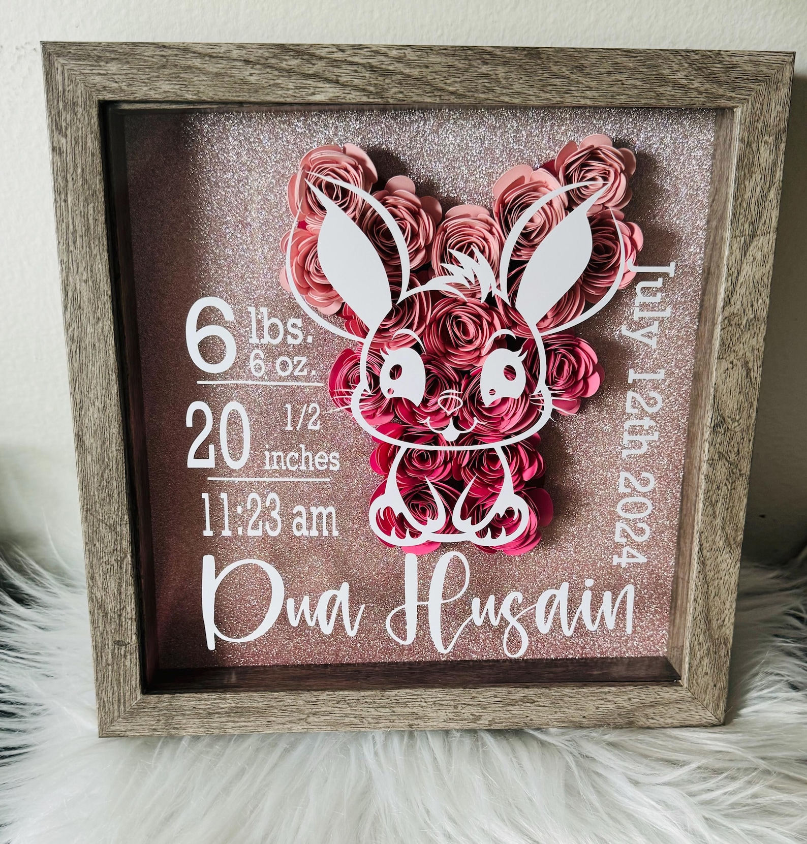 Personalized Baby Rabbit Stat Shadow Box: Nursery Decor, Baby Keepsake ...