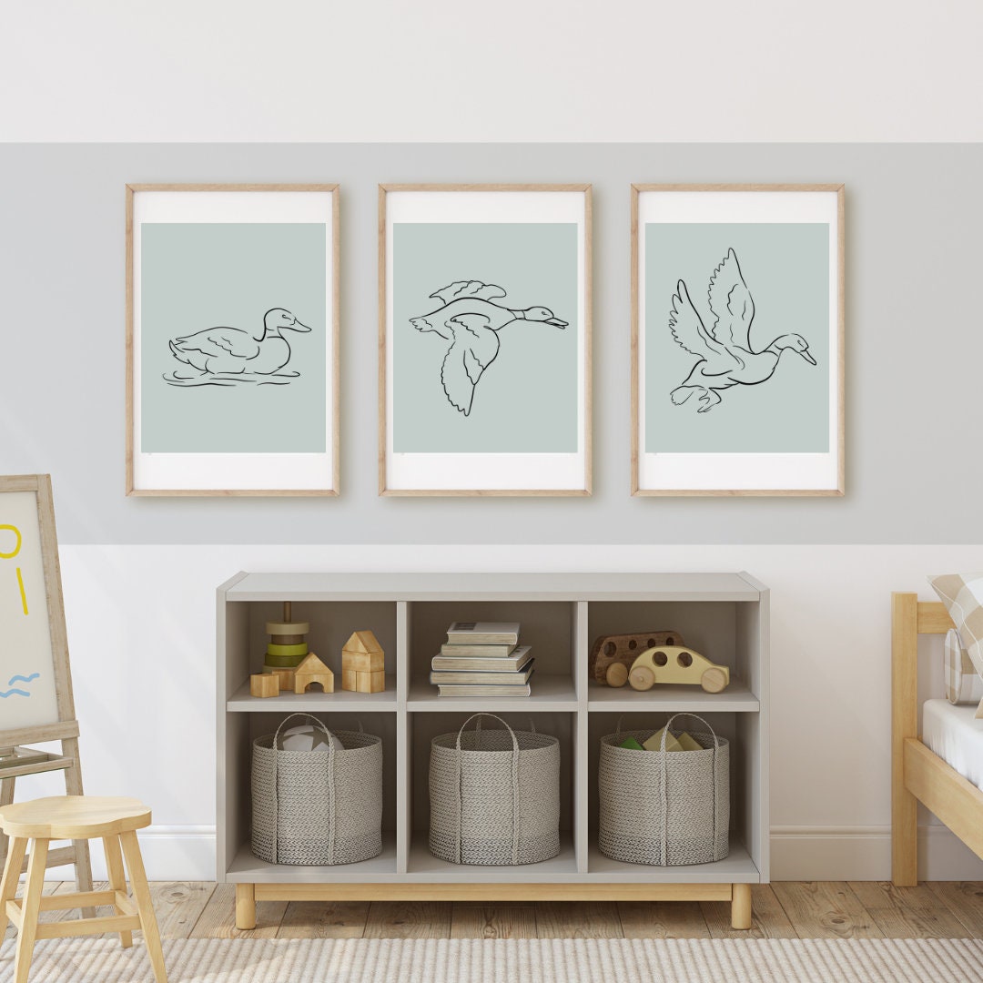 Duck Line Art Minimalist Drawing PDF Digital Download Printable Mallard ...