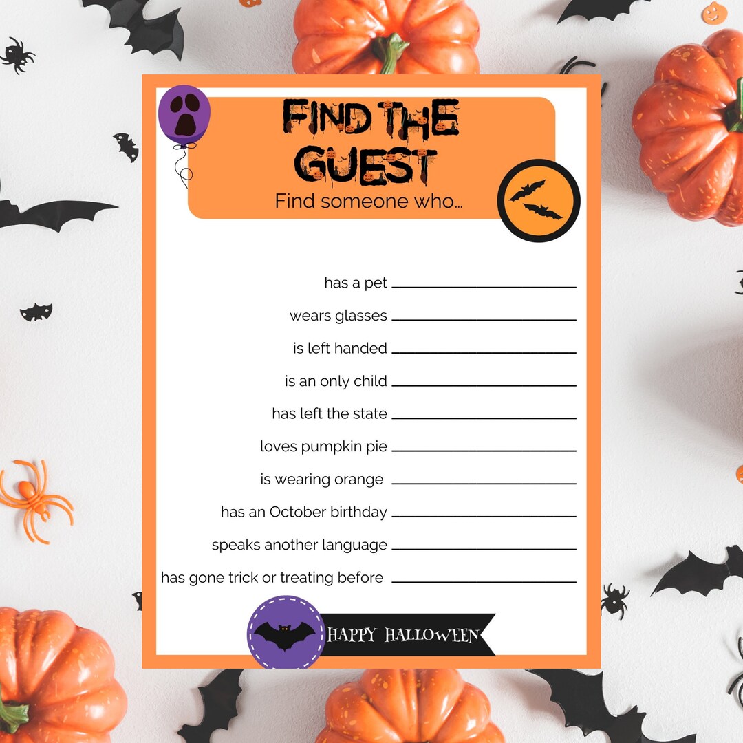Halloween Find the Guest Halloween Activity Printable - Etsy