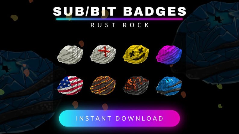 Rust Survival Rock Twitch Sub / Bit Badges - Etsy