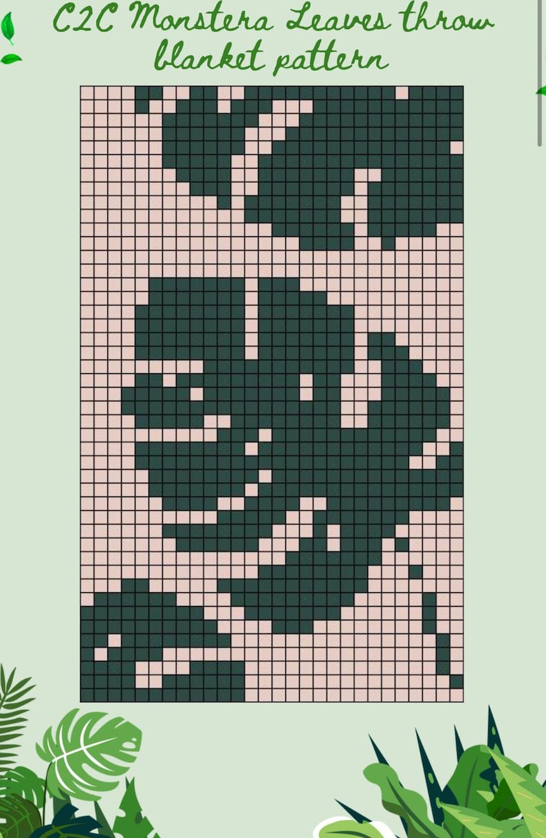 C2C Monstera Leaves Tapestry Crochet Pattern - Etsy