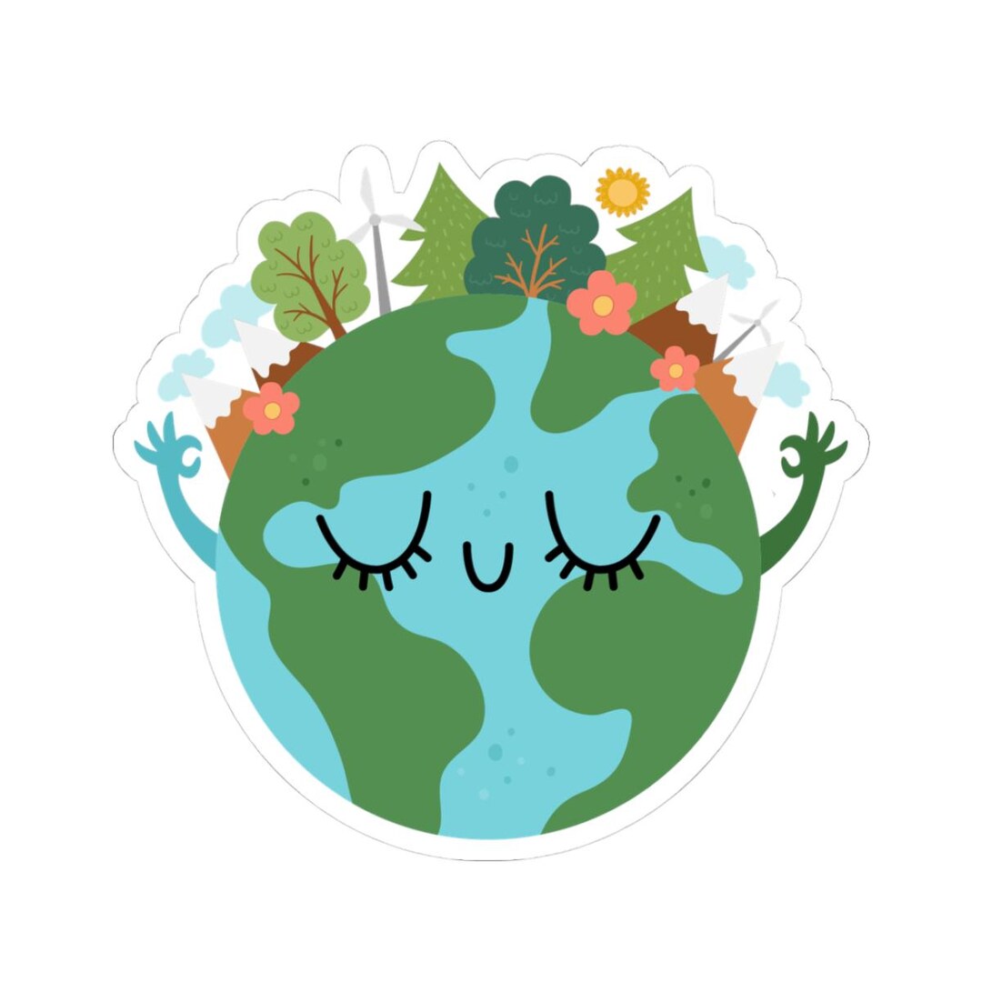 Eco-friendly Earth Day Kiss-cut Sticker - Nature Lover's Design - Etsy