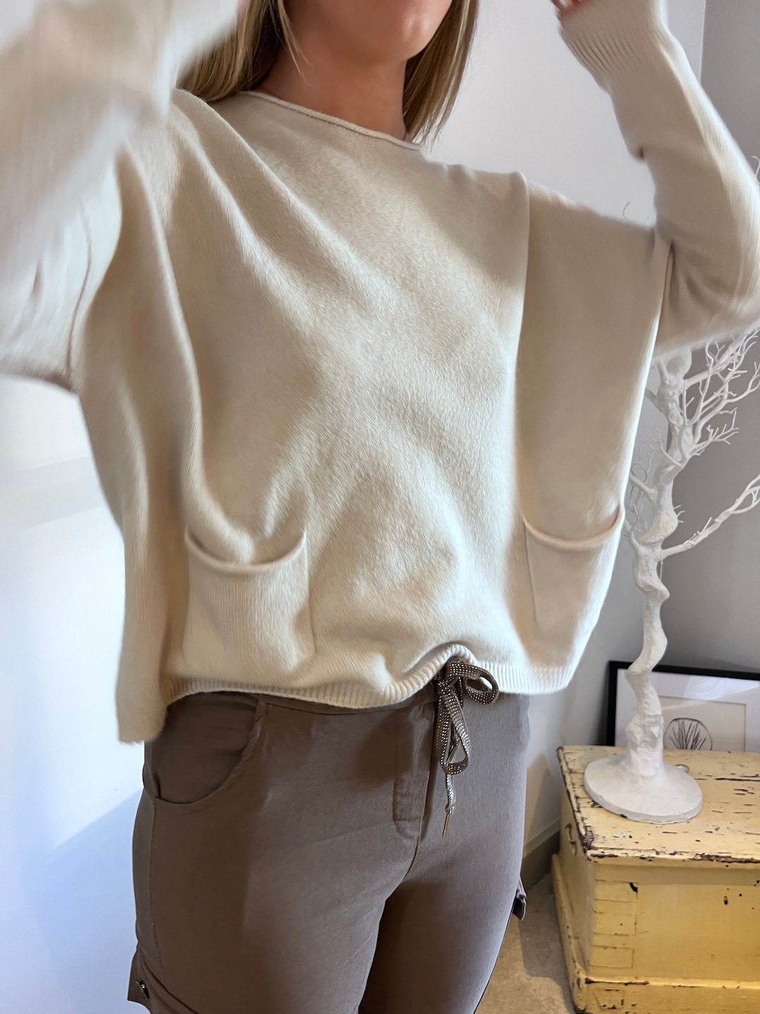 Soft Cream Jumper With Pockets - Etsy UK