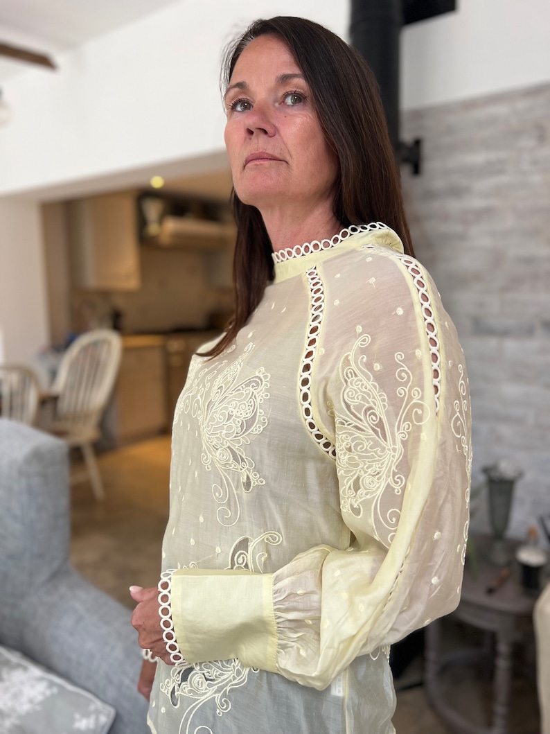 Lemon Embroidered Blouse: Feminine One-size Top - Etsy