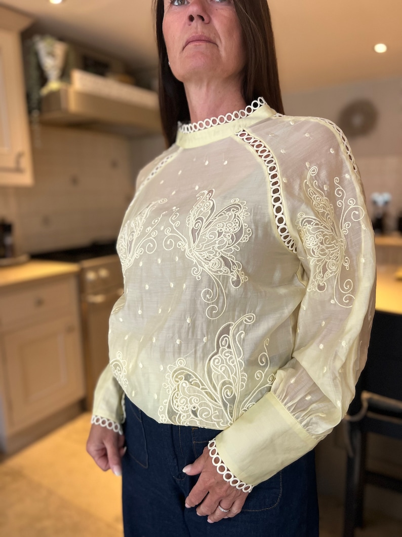 Lemon Embroidered Blouse: Feminine One-size Top - Etsy