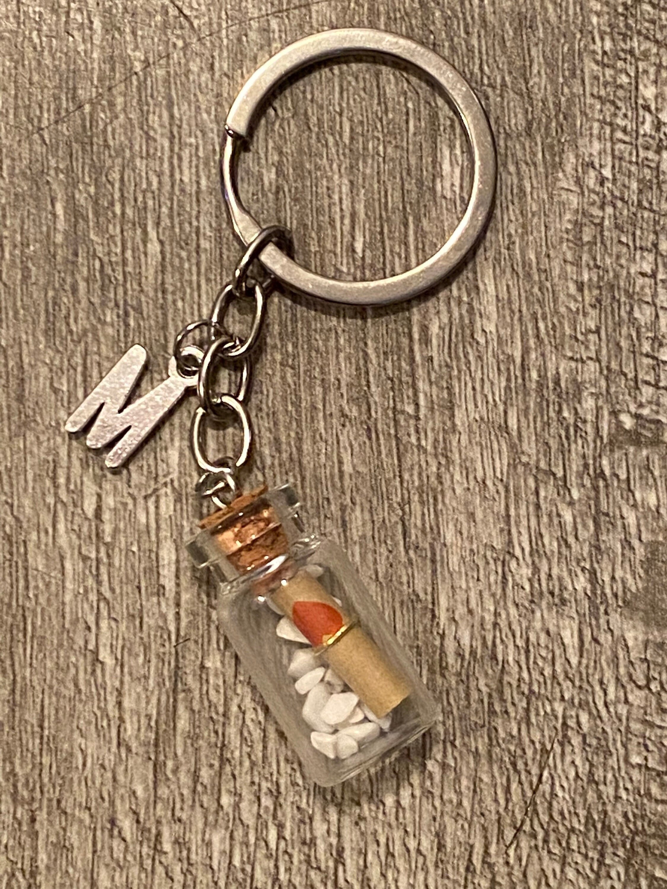 Message in a Bottle Keychain, Personalized Love Letter Keychain, Custom ...