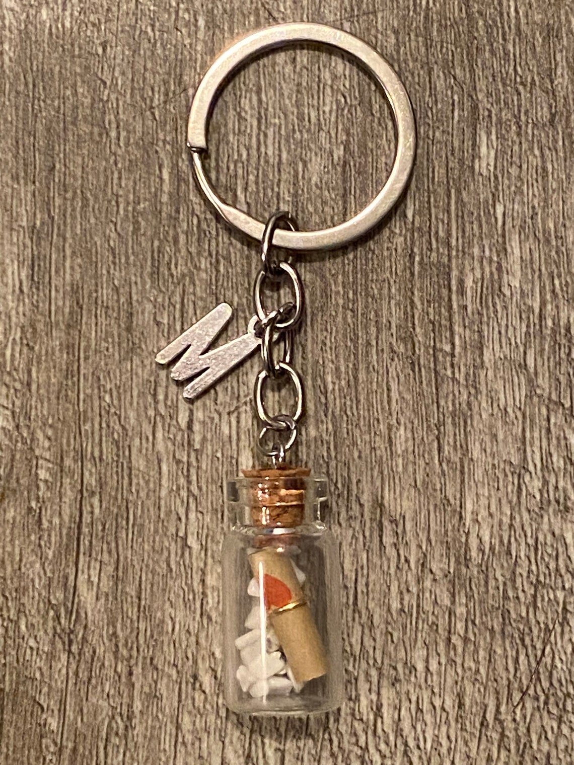 Message in a Bottle Keychain, Personalized Love Letter Keychain, Custom ...